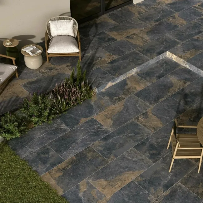 Jai Rustic Black Slate Effect 1200x600 20mm Paving Slabs | Walls & Floors