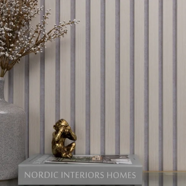 Trepanel® Light Oak on Antique White Felt Acoustic Wood Slat Panels