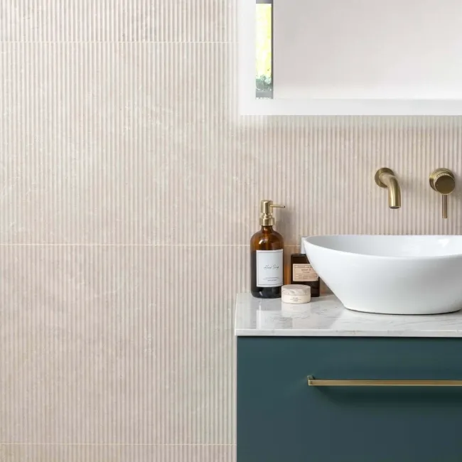 Vesta Beige Fluted Matt Travertine Effect Wall Tiles | Walls and Floors