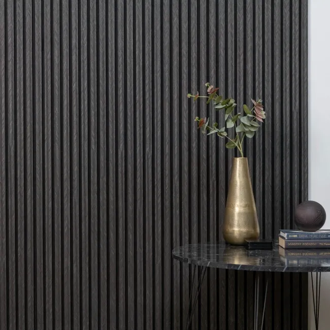 Trepanel® Chevron Noir Black Acoustic Wood Slat Panels | Walls & Floors