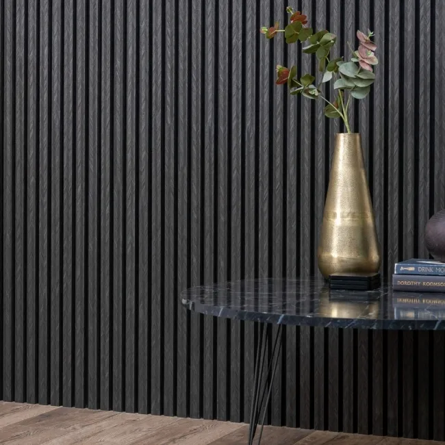 Trepanel® Chevron Noir Black Acoustic Wood Slat Panels | Walls & Floors