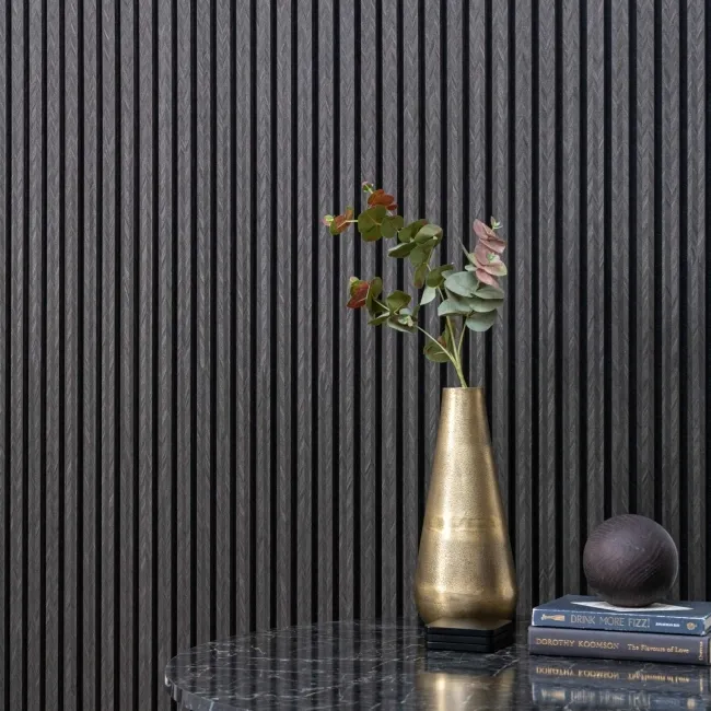 Trepanel® Chevron Noir Black Acoustic Wood Slat Panels | Walls & Floors
