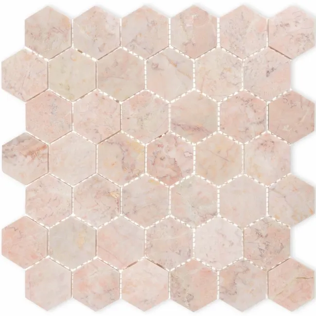 Himalayan Pink Honed Marble Hexagon Mosaic Wall and Floor Tile