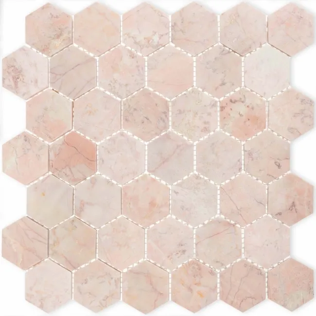 Himalayan Pink Honed Marble Hexagon Mosaic Wall and Floor Tile