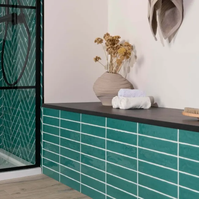 Ivybridge Teal Gloss Metro Wall Tiles | 250x50mm