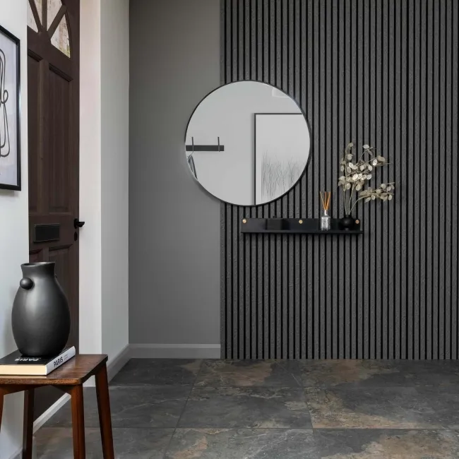 Trepanel Design Grey Slate on Black Felt Acoustic Panels