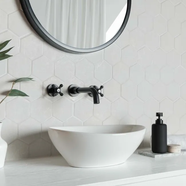 Chalkstone Hexagon Bone Tiles | Walls and Floors