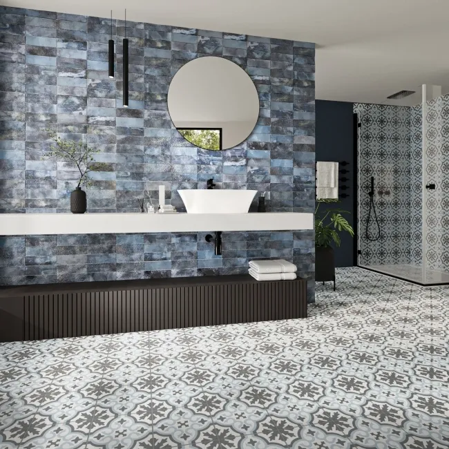 Zara Blue Patterned Porcelain Floor Tiles | Walls and Floors