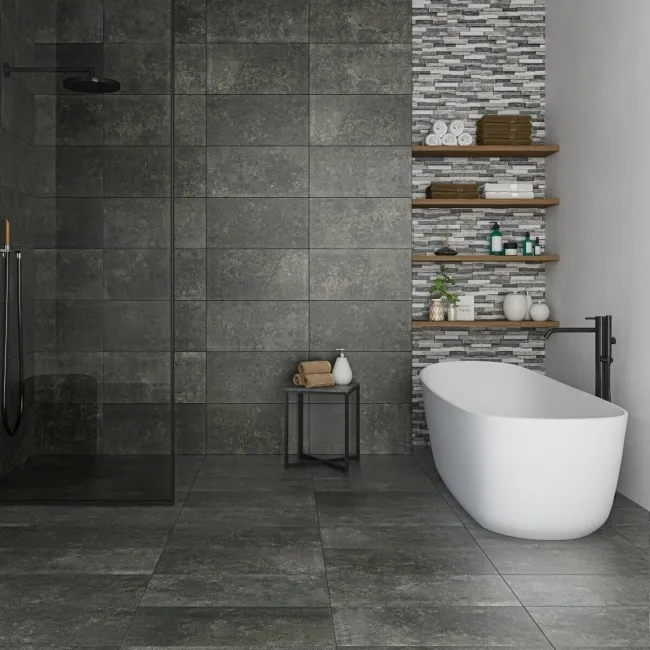 Isidora Grey Thick Porcelain Splitface Effect Wall Tiles