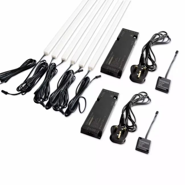 Trepanel® Living Room Grey Wall Panels & LED Lighting Kit with Adhesive ...