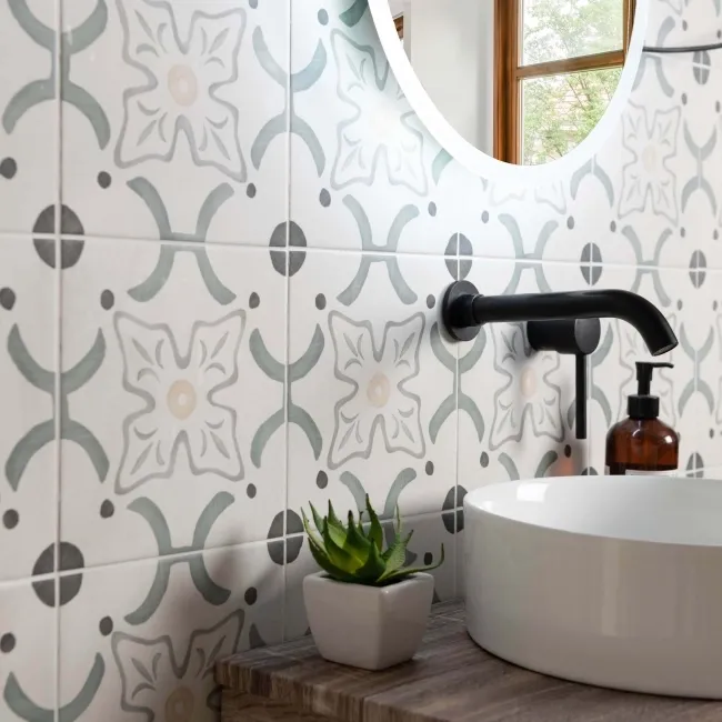 Blossom Flower Green Matt Pattern Wall and Floor Tiles | Walls and Floors