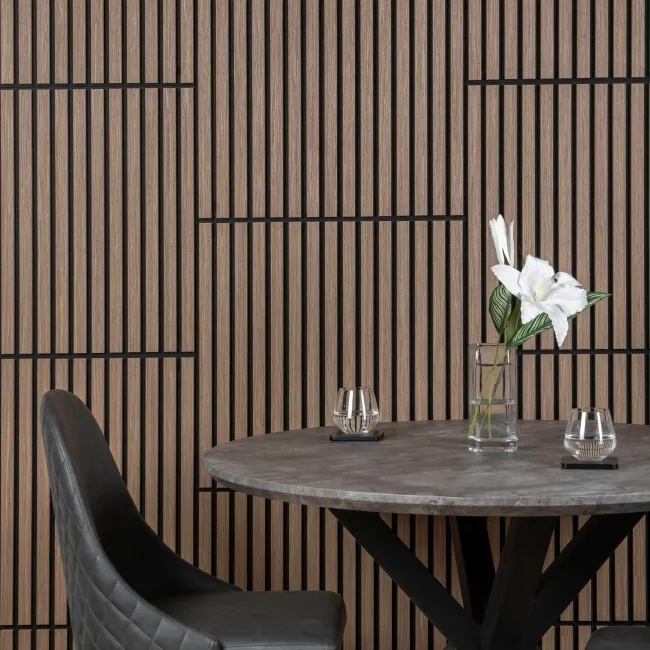 Trepanel® Smoked Oak Square Acoustic Wood Slat Panels | Walls & Floors