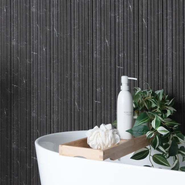 Trepanel Aqua 3D® Dark Grey Marble Effect Grooved Waterproof Wall Panel ...