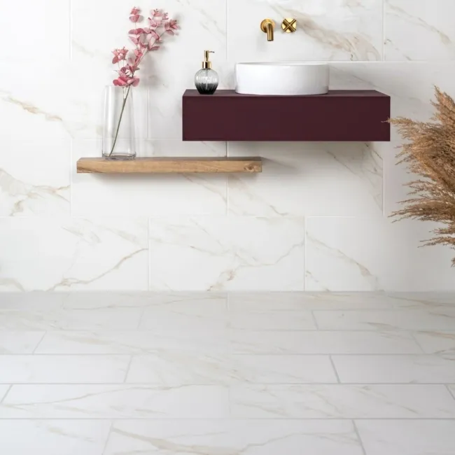 Cappella Gold Veined Matt Marble Effect 600x300 Tiles | Walls & Floors