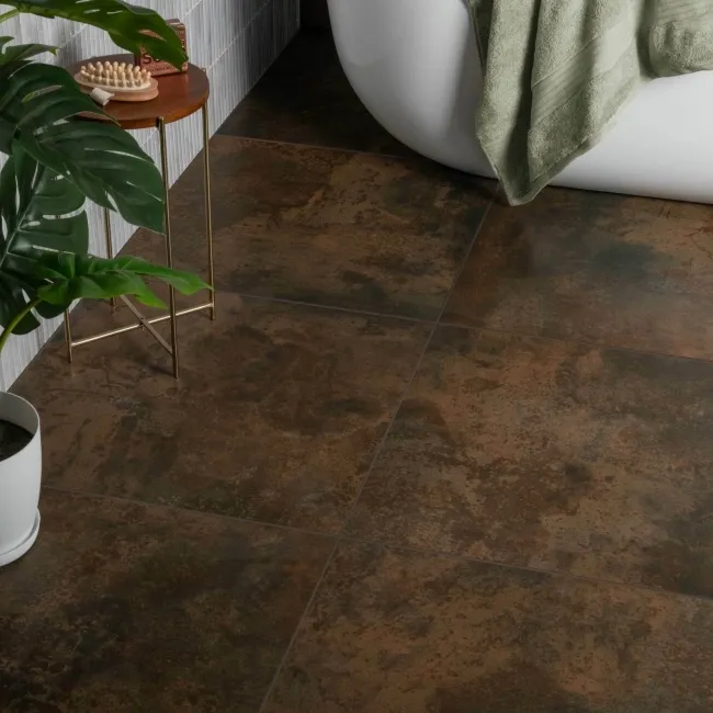 Foil Rust Metallic Brown Stone Effect Tiles | 600x600mm