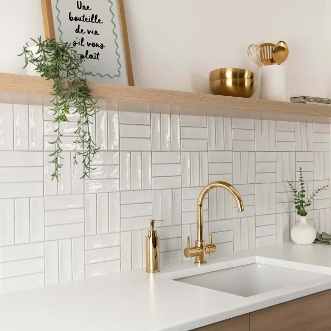 Hamlet White Gloss Brick Tiles | Walls and Floors