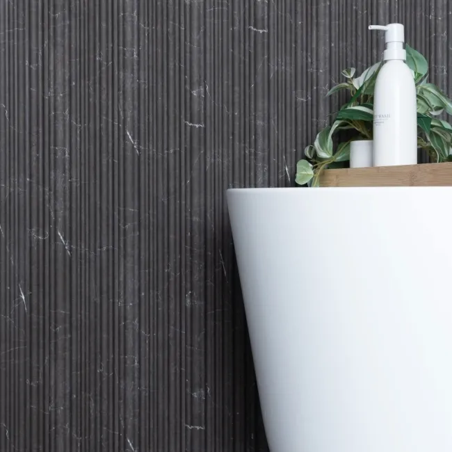Trepanel Aqua 3D® Dark Grey Marble Effect Grooved Waterproof Wall Panel ...