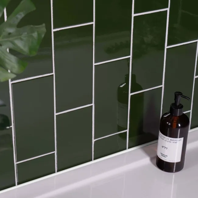 Park Gloss Green Flat Metro Tiles | Walls and Floors