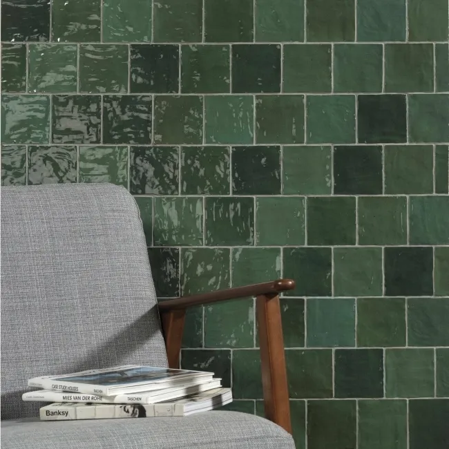 Zellige Mini Green Gloss Wall Tiles | Walls and Floors