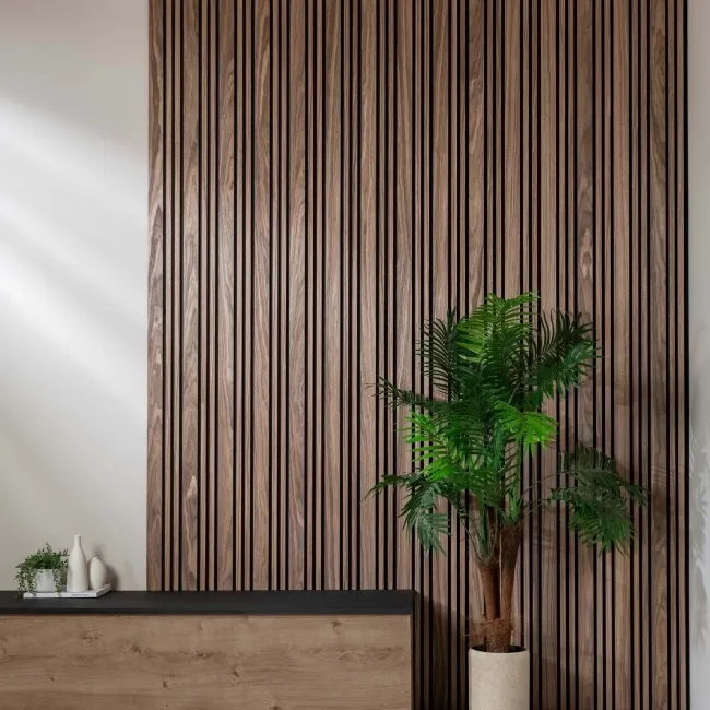 Trepanel Design® Multi-Width Autumn Brown on Black Felt Acoustic Wood ...