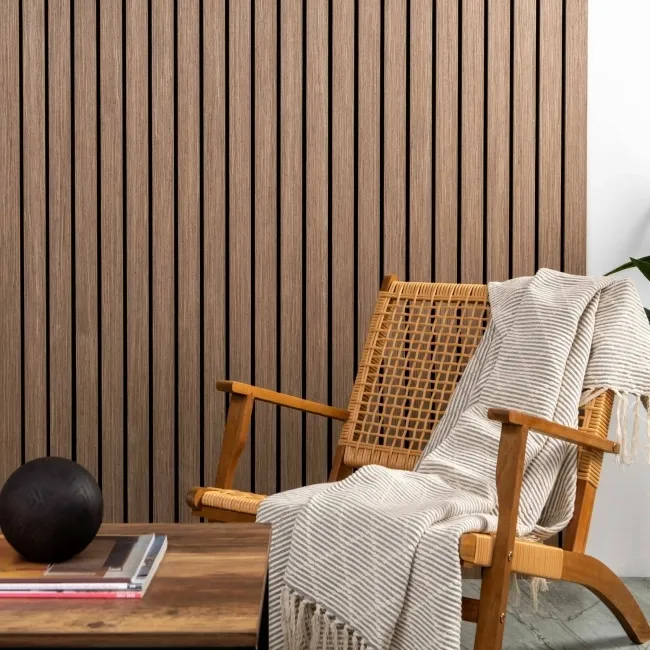 Trepanel Smoked Oak Wide Slat Acoustic Wood Panels | Walls & Floors