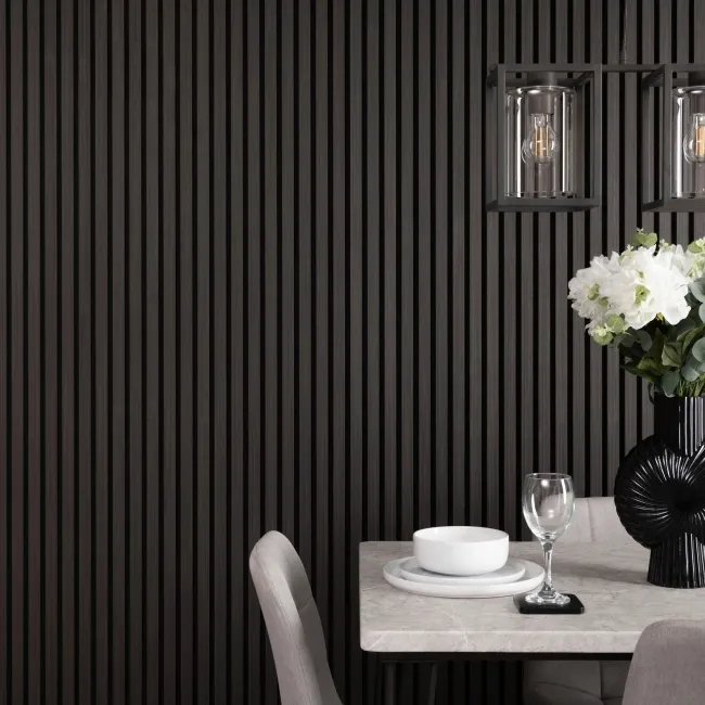 Trepanel® Noir Black Acoustic Wood Slat Panels | Walls & Floors