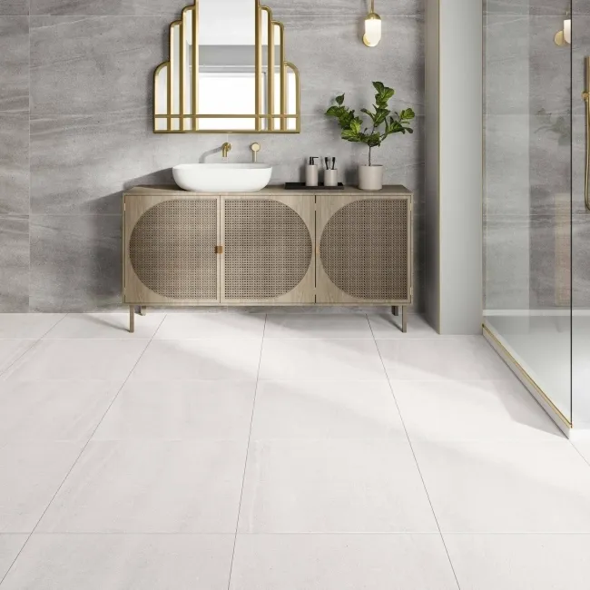 Serenity White Rectified Stone Effect Large Tile | Walls and Floors