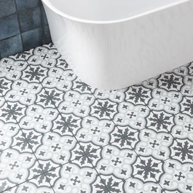 Zara Blue Patterned Porcelain Floor Tiles | Walls and Floors