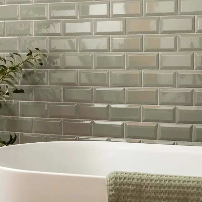 Greenwich Park Gloss Green Mini Metro Tiles | Walls and Floors