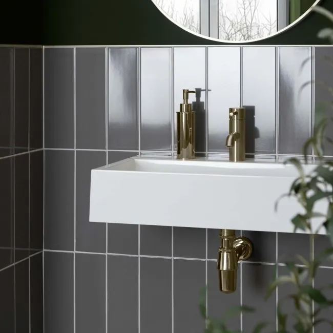 Linear Dark Grey Gloss Brick Wall Tile | Walls and Floors