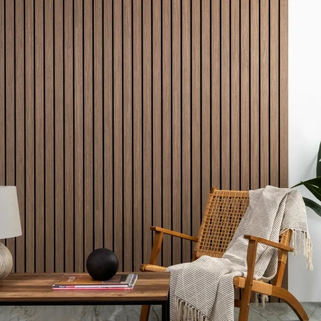Trepanel Smoked Oak Wide Slat Acoustic Wood Panels | Walls & Floors