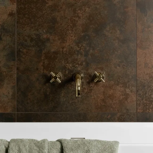 Foil Rust Metallic Brown Stone Effect Tiles | 600x600mm