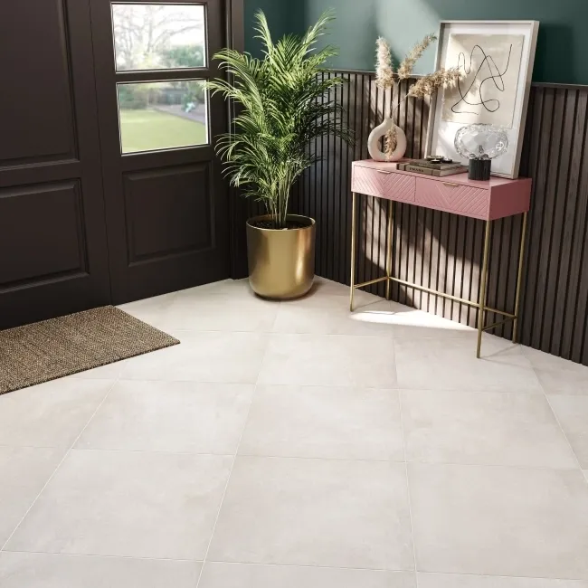 Cimento Blanco Stone Effect Porcelain Floor Tile | Walls and Floors