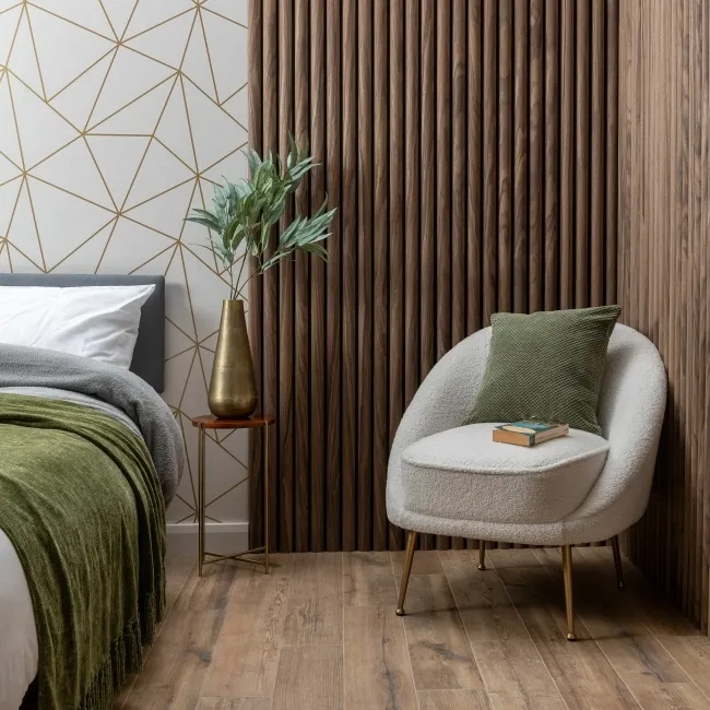 Trepanel Design® Curve Autumn Brown on Black Felt Acoustic Wood Slat ...