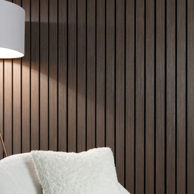 Trepanel® Walnut Brown Wide Slat Acoustic Wood Panels | Walls & Floors