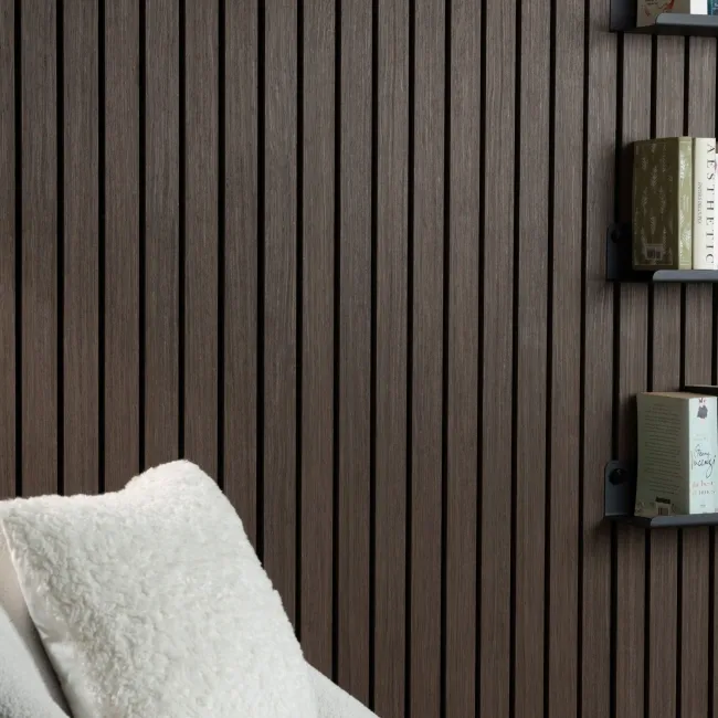Trepanel® Walnut Brown Wide Slat Acoustic Wood Panels | Walls & Floors