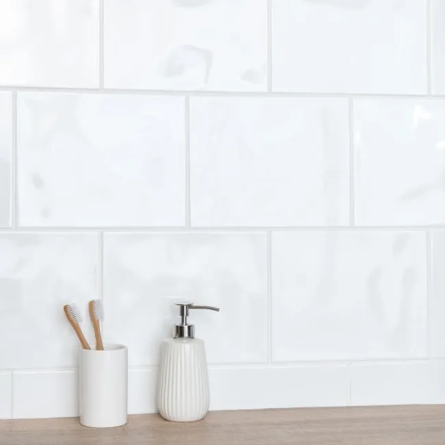 Crystal White Gloss Bumpy 250x200 Ceramic Wall Tiles | Walls & Floors