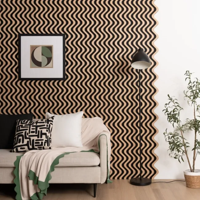 Trepanel Oak Ripple Wave Black Acoustic Wall Panels | Walls and Floors