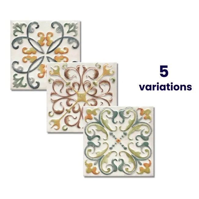 Lucy Floweret Embossed Gloss Decor Wall Tiles | Walls and Floors