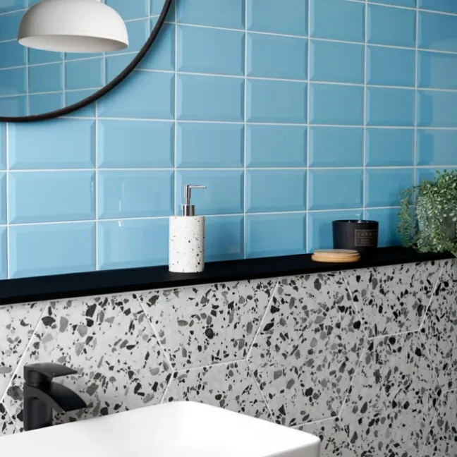 Euston Square Gloss Blue Metro Tiles | Walls and Floors