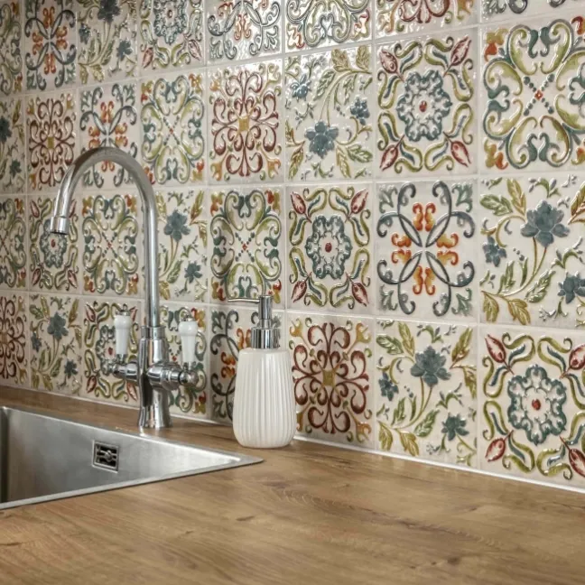 Lucy Floweret Embossed Gloss Decor Wall Tiles | Walls and Floors